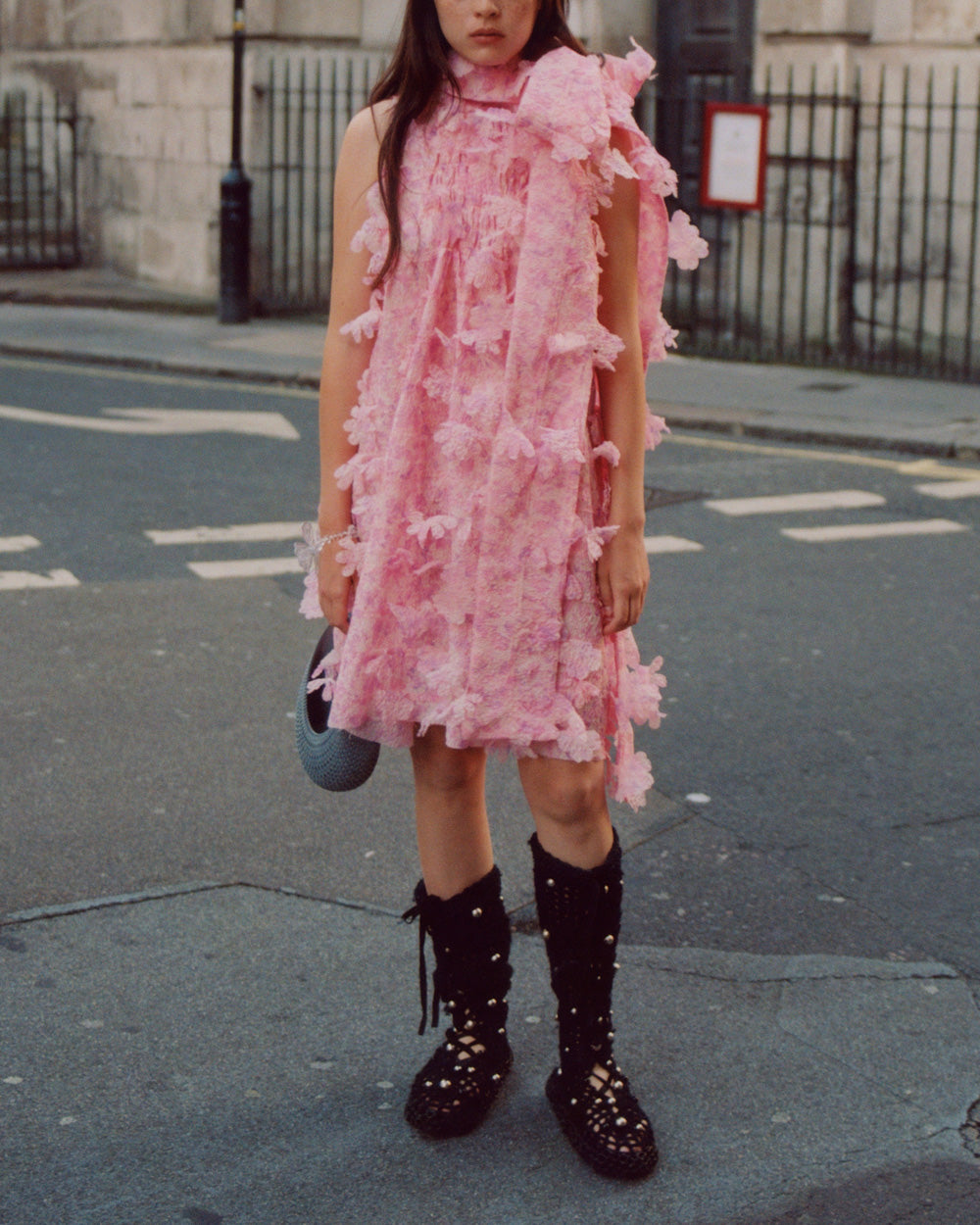 SUSAN FANG FLOWER-LASER CUT BOW DRESS