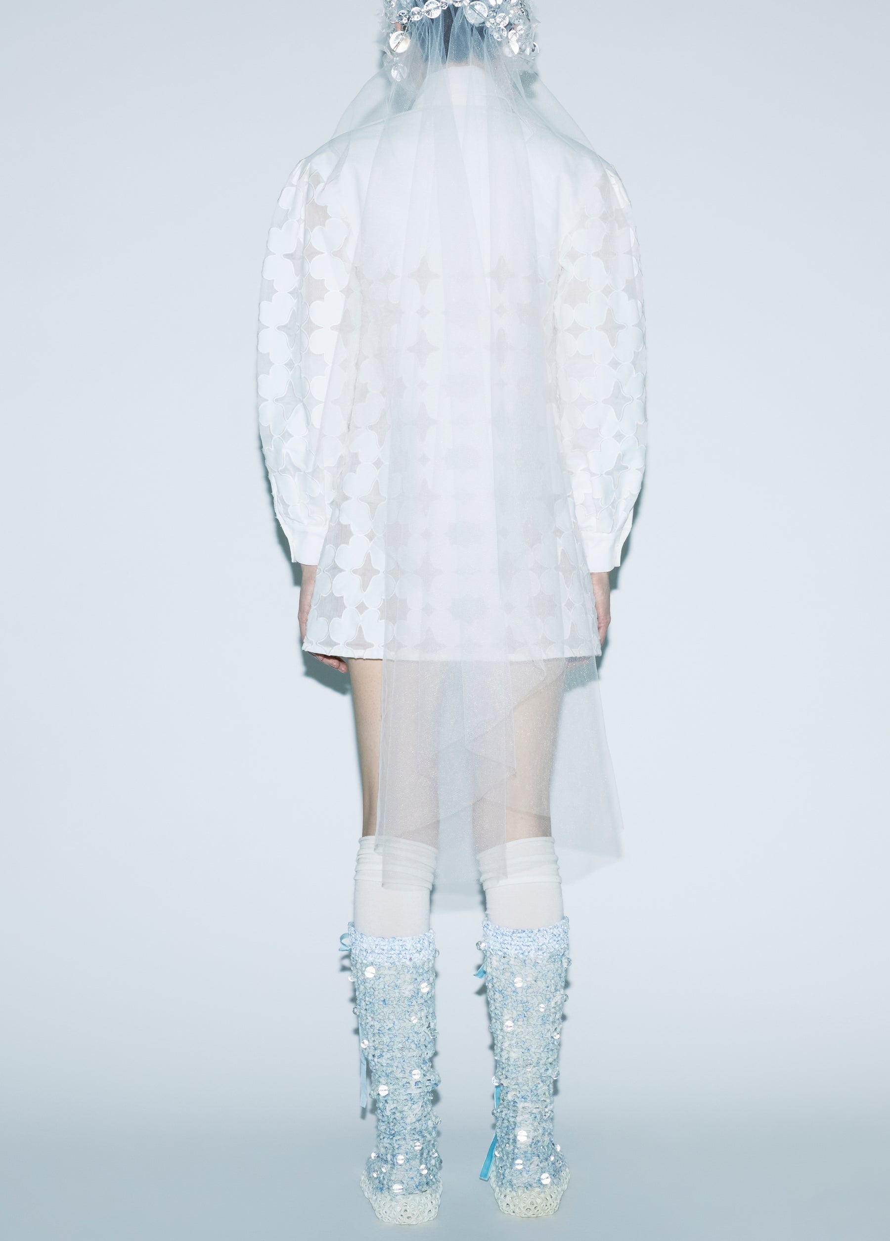 SUSAN FANG SF MONOGRAM DRESS WITH RUFFLE COLLAR