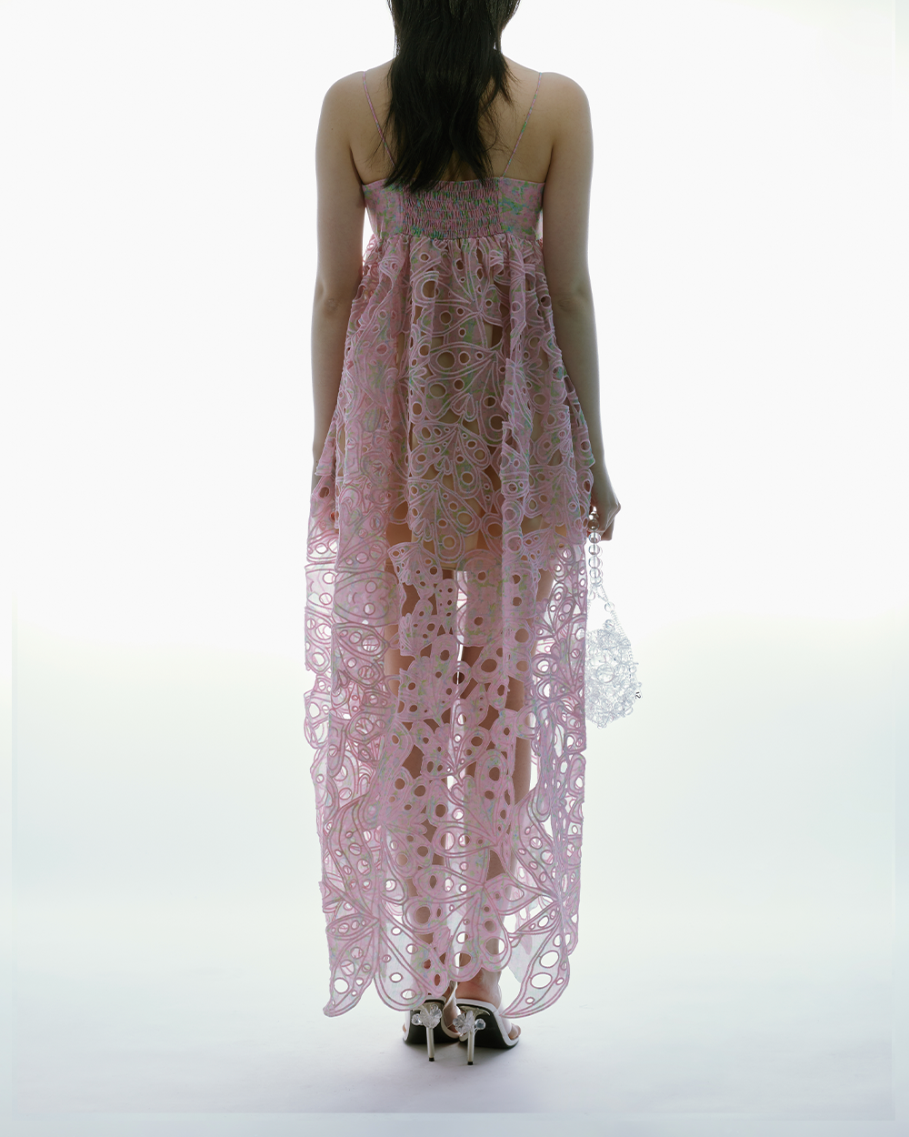 STRAPPY PRINTED EMBROIDERED DRESS