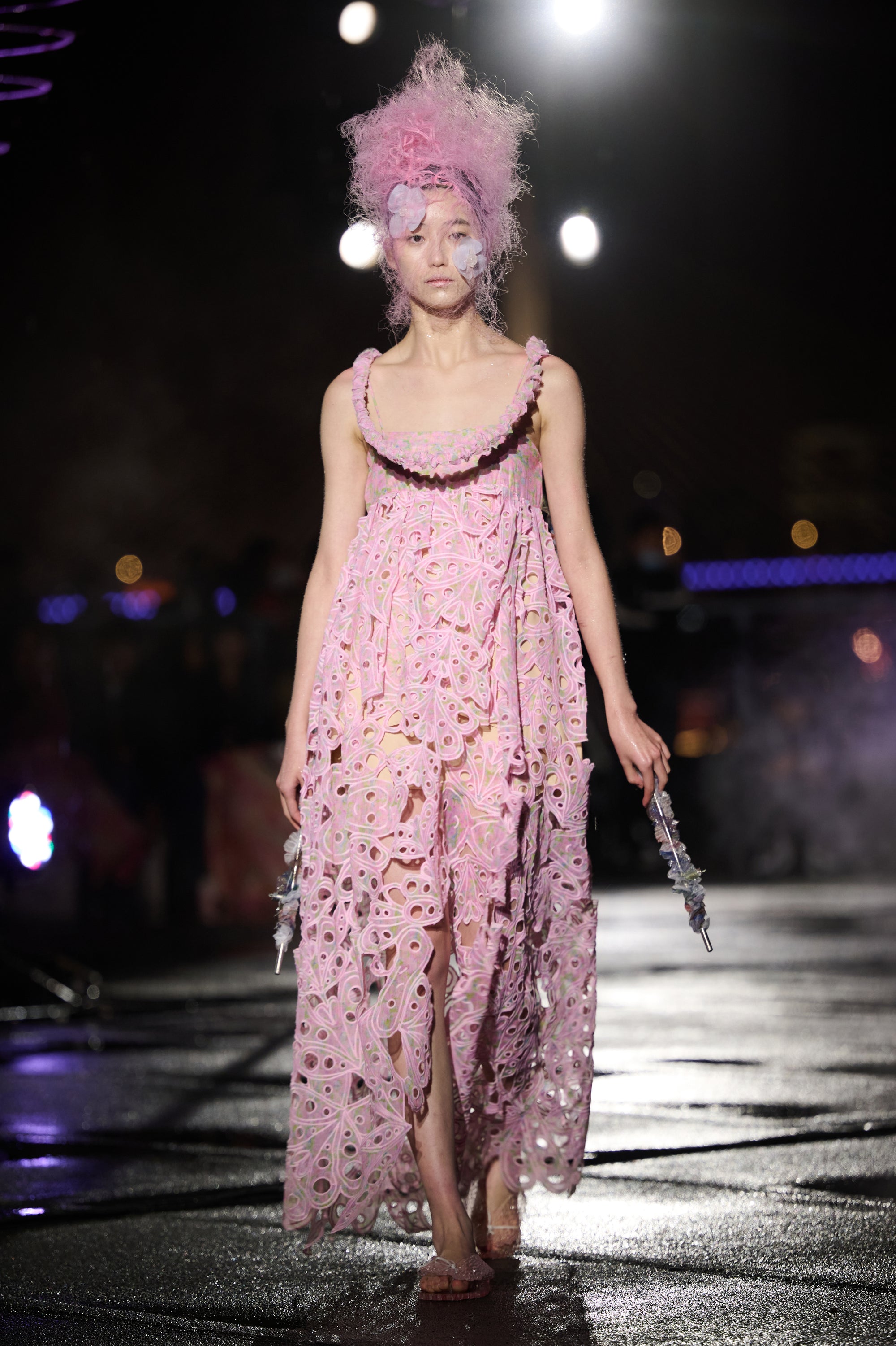 STRAPPY PRINTED EMBROIDERED DRESS