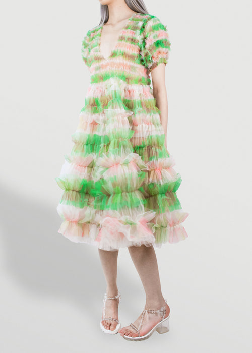 GREEN AIR-RIBBON DRESS – Susan Fang